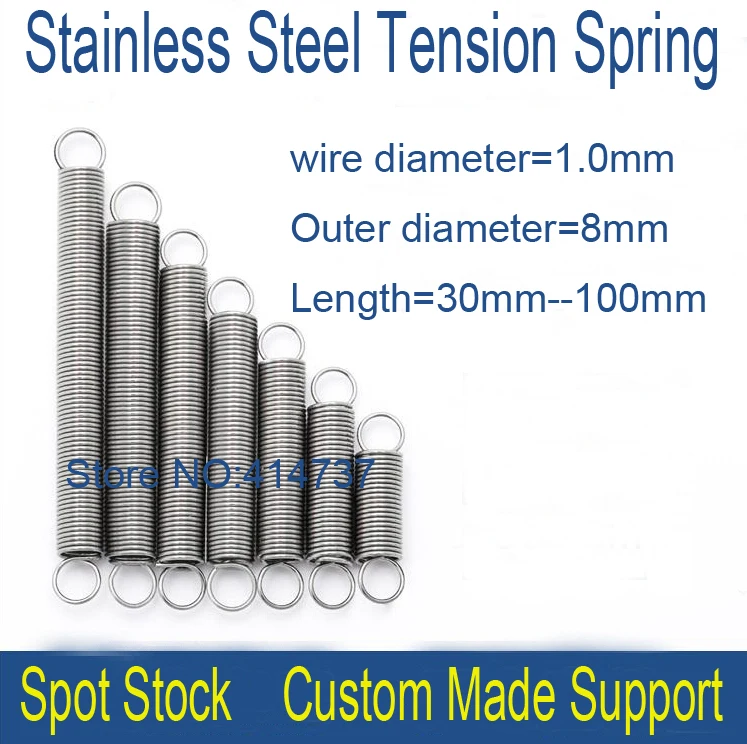 20pcs 1.0*8*30mm-100mm 1.0mm wire Stainless steel extension tension ...